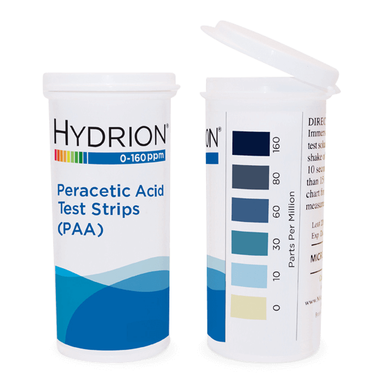 Hydrion Peracetic Acid Test Kit 0-1000 ppm - 50 PAA Indicator Strips
