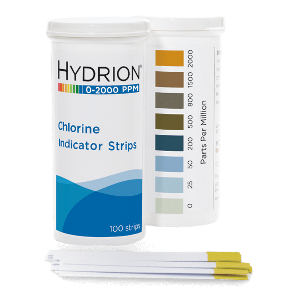 Hydrion Chlorine 0-1000 ppm Test Kit - Chlorine Test Strips