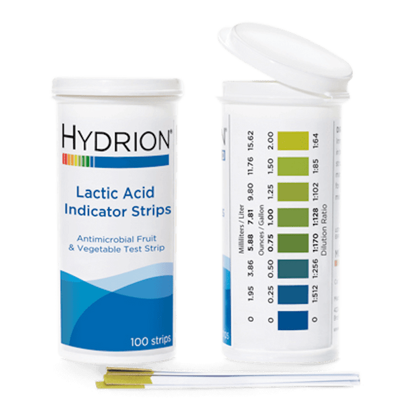 Hydrion Lactic Acid Test Kit 0-200 ppm - 100 Indicator Strips