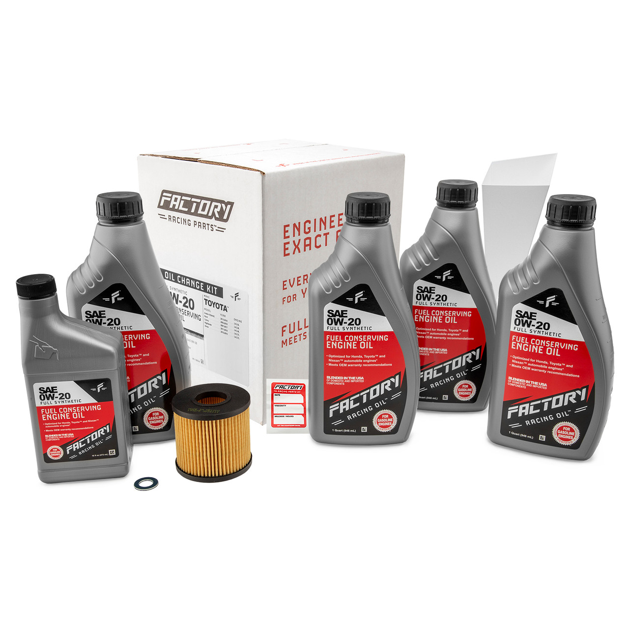 Factory Racing Parts SAE 0W-20 Full Synthetic 4.5 Quart Oil Change Kit ...