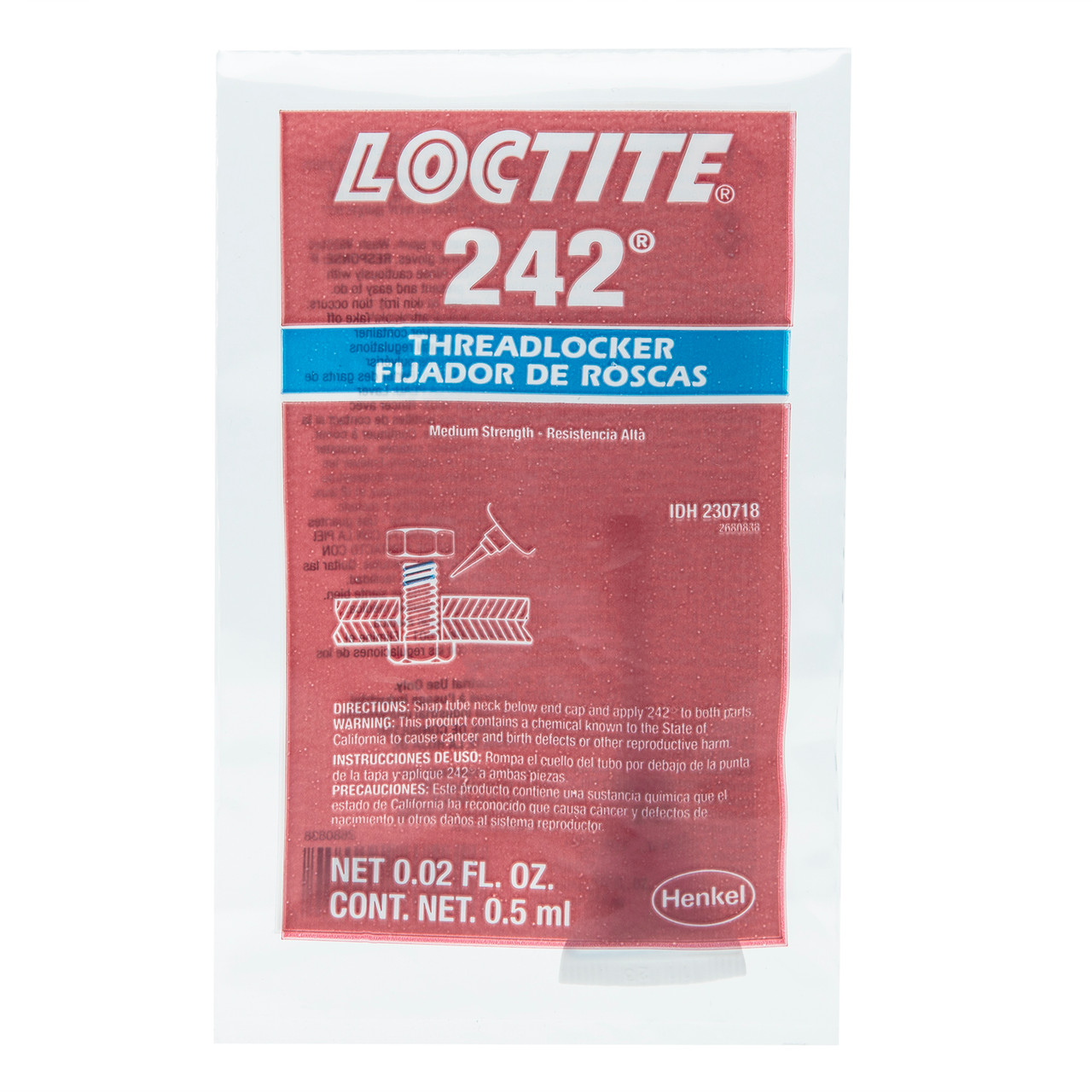 Loctite Threadlocker Blue 242 Med Strength (LOC230718) - .5 mL Ampule