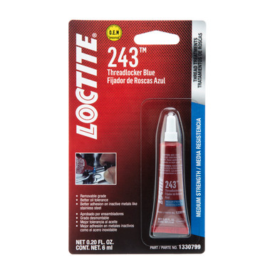 Loctite 243 Blue Medium Strength Threadlocker (1330799) - 6mL Tube