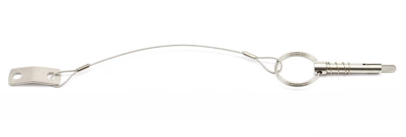 SS PULL PIN 1/4" W/ LANYARD AND SPRING LOCK - Boater's Outlet