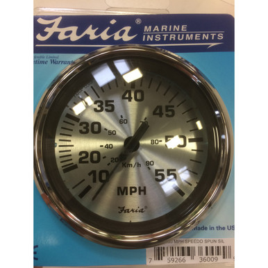 Faria 55 MPH Speedometer Mechanical Spun Silver 4" - Boater's Outlet