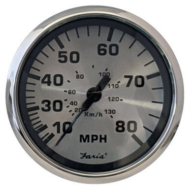 Faria 80 MPH Speedometer Mechanical Spun Silver 4" - Boater's Outlet
