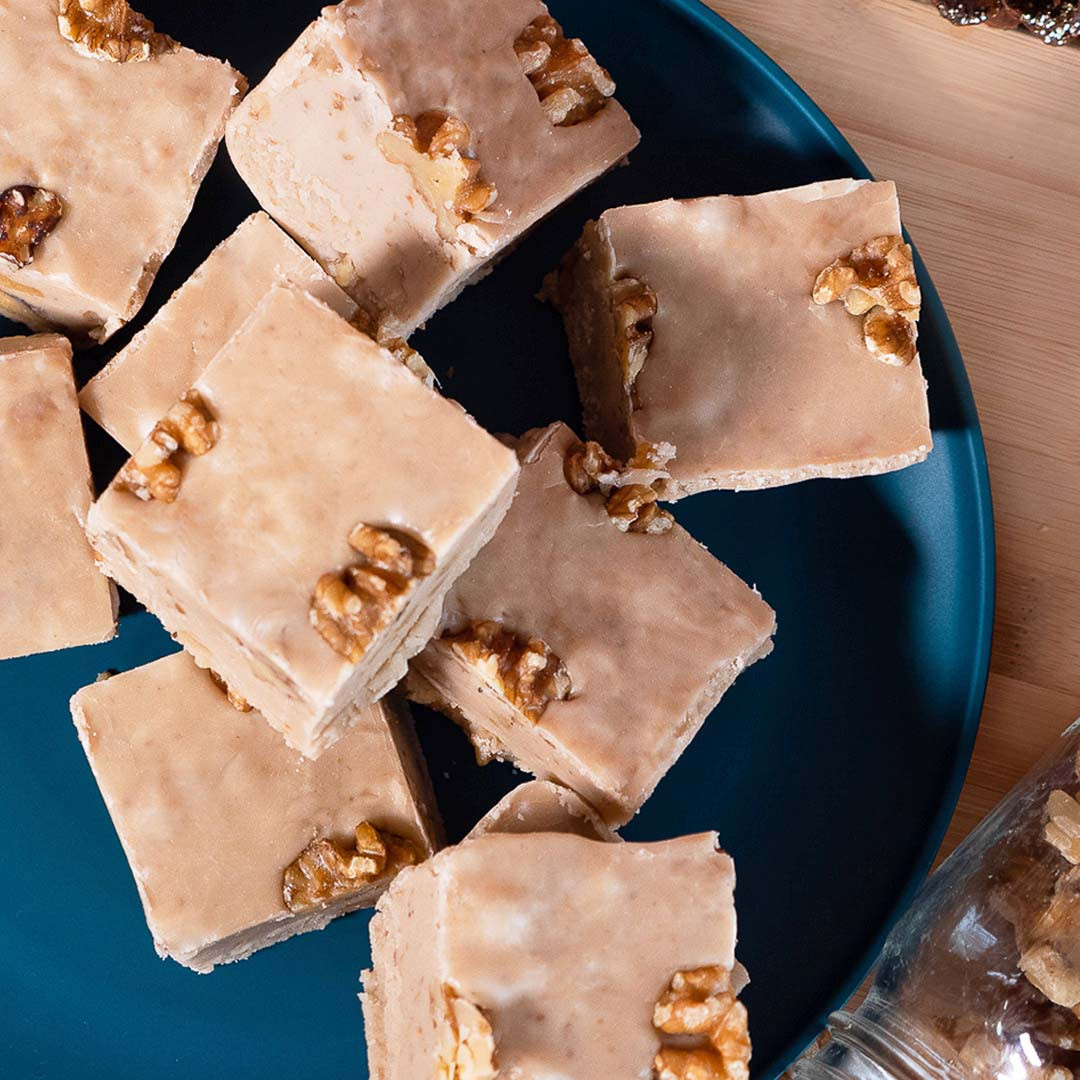 Maple Walnut Fudge made with vanilla fudge and walnuts