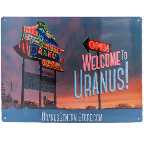 Welcome to Uranus! Metal Sign from Uranus Fudge Factory Showing the ...