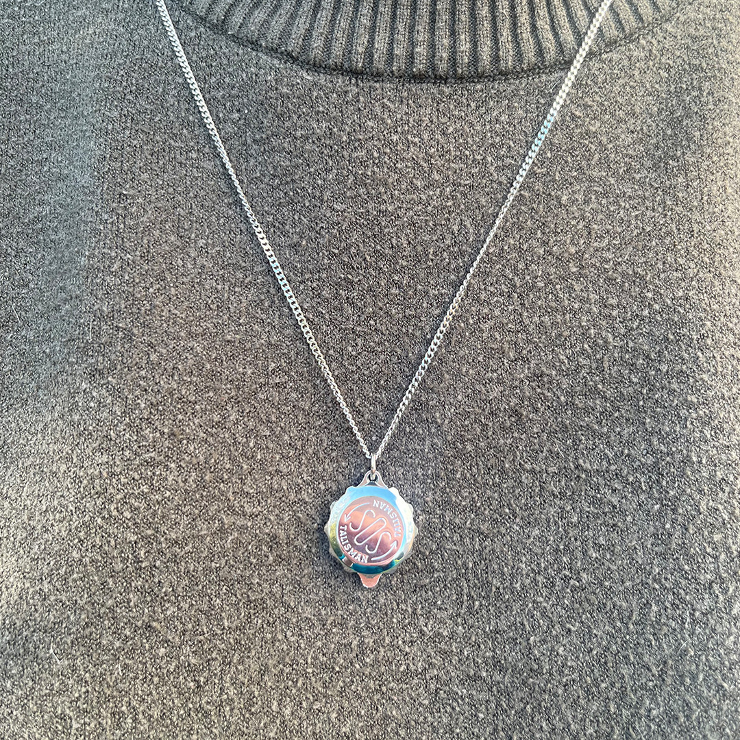 Chrome Plated SOS Talisman Pendant - St. George & Dragon