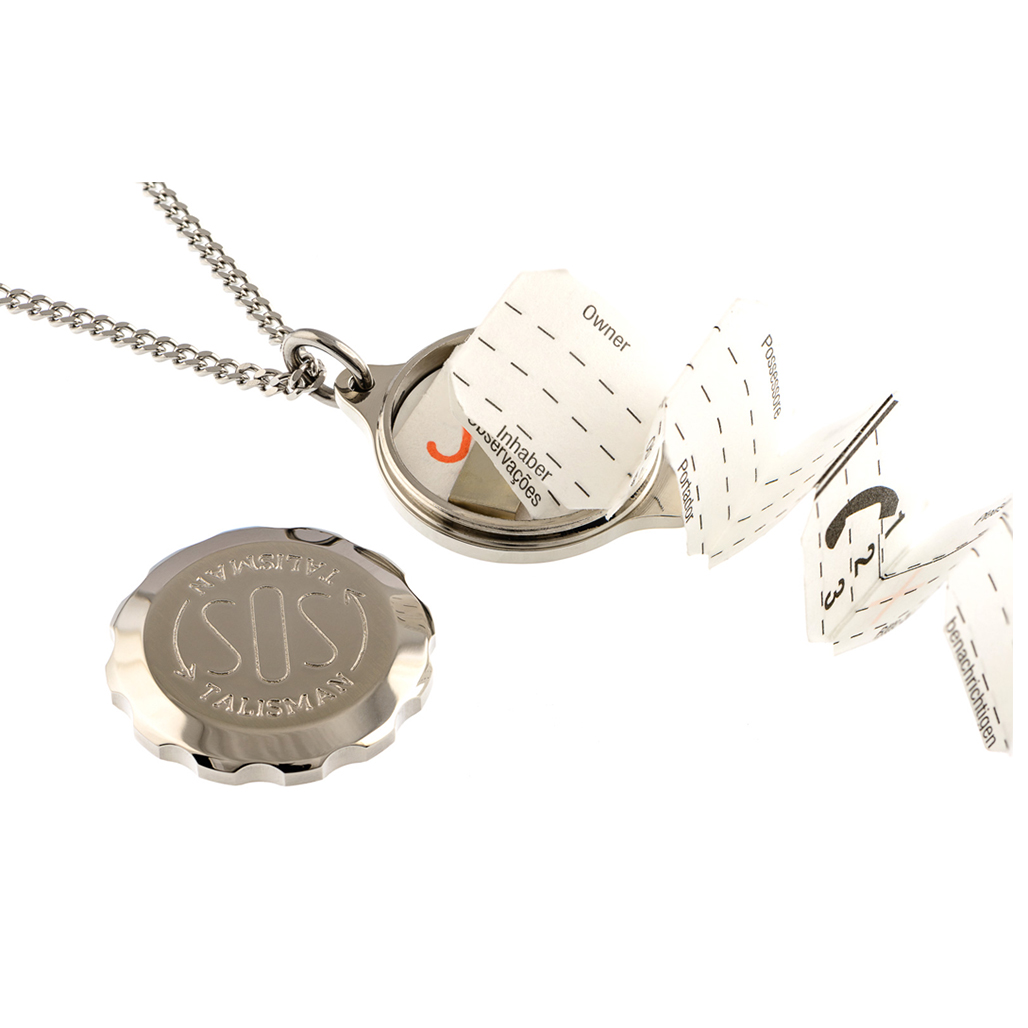 Chrome Plated SOS Talisman Pendant - Tudor Rose