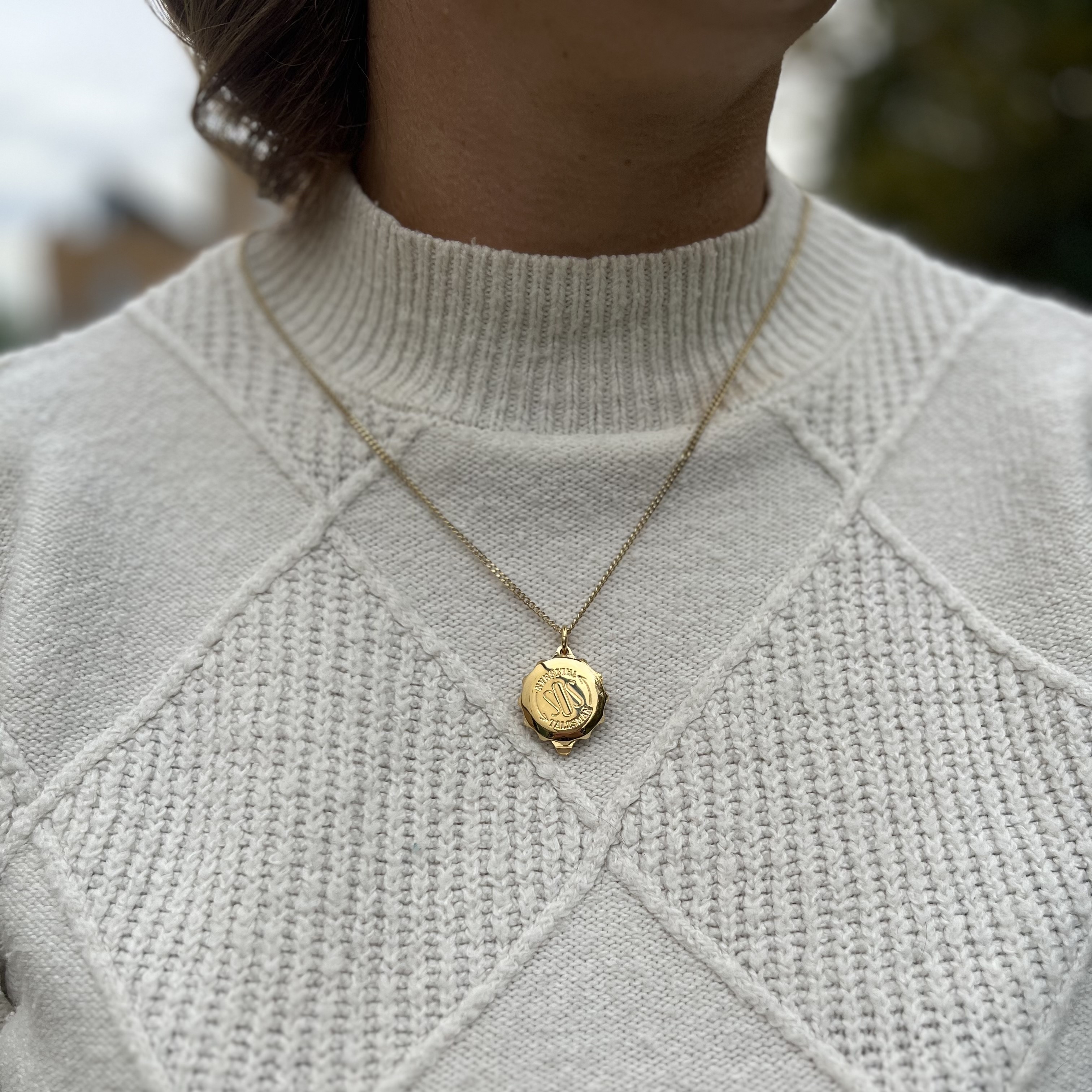 Gold Plated SOS Talisman Pendant - Standard Plain