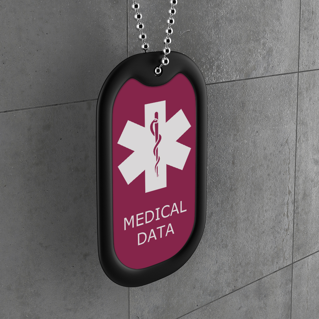 Maroon Medical Dog Tag - Filled
