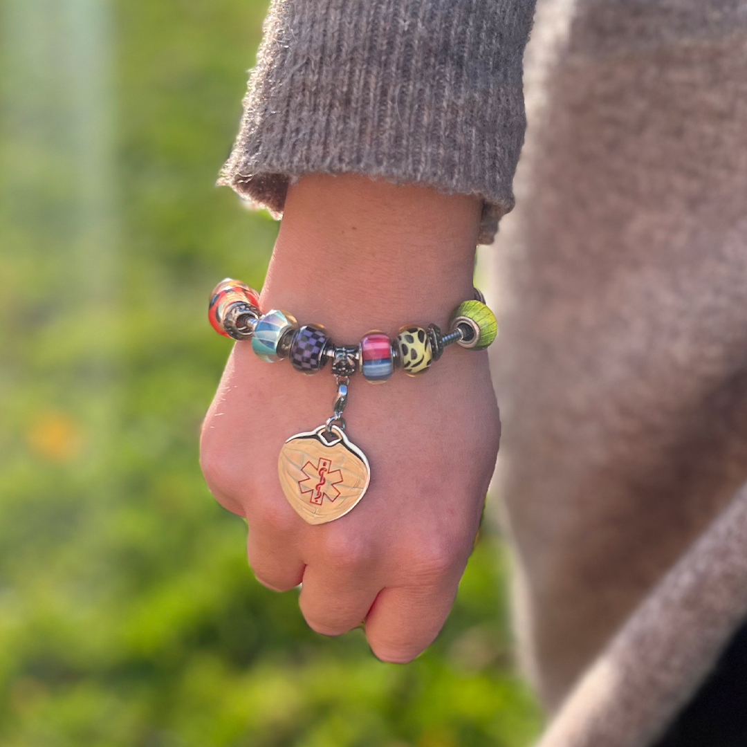 Beaded Pandora Style Bracelet with Engraveable Heart Charm (various styles)