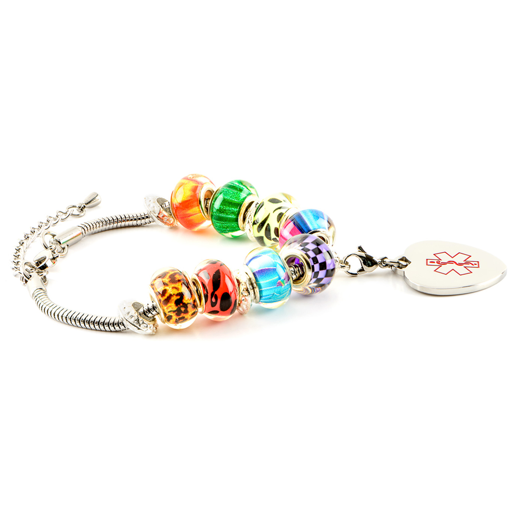 Beaded Pandora Style Bracelet with Engraveable Heart Charm (various styles)