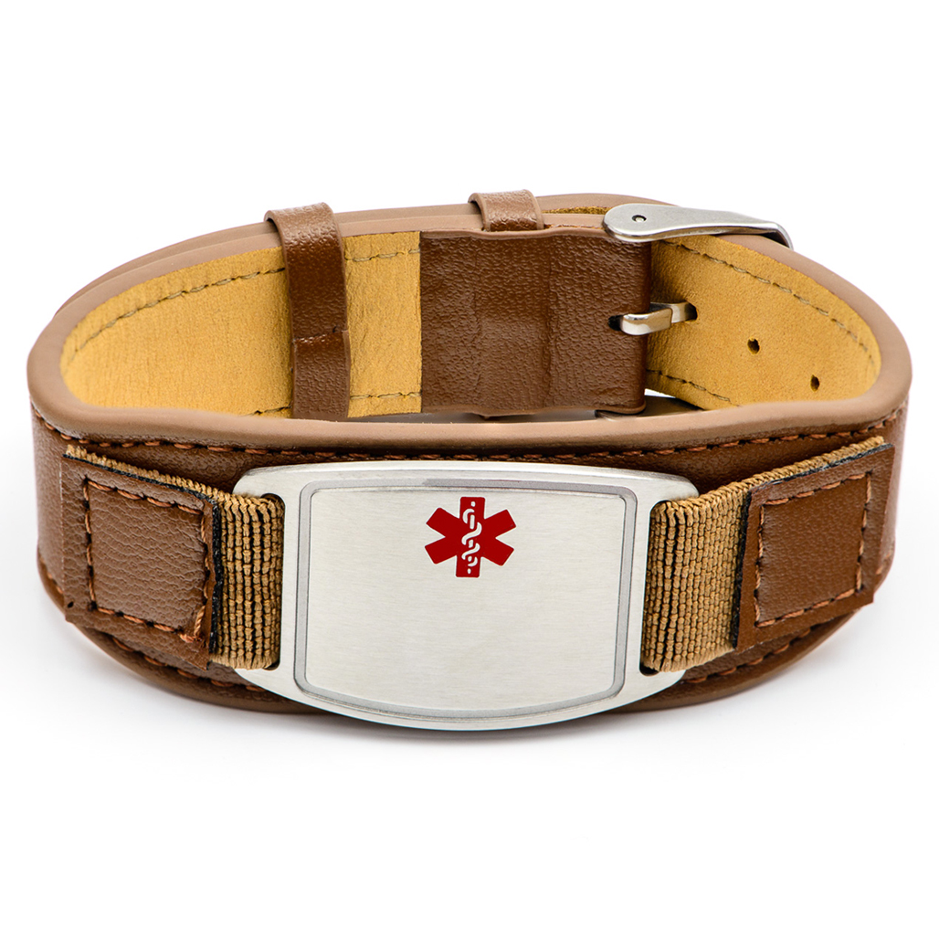 Leather Cuff With Stainless Steel Tag
