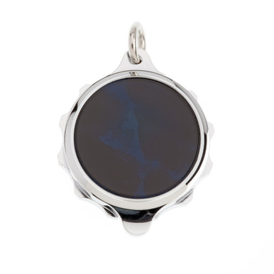 Chrome Plated SOS Talisman Pendant - Blue - Coloured