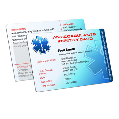 Anticoagulant Medical Identity Card