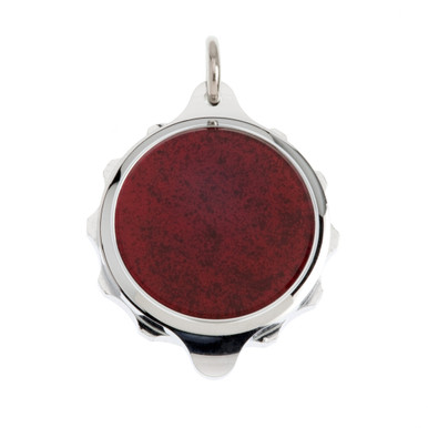 Chrome Plated SOS Talisman Pendant - Red - Coloured