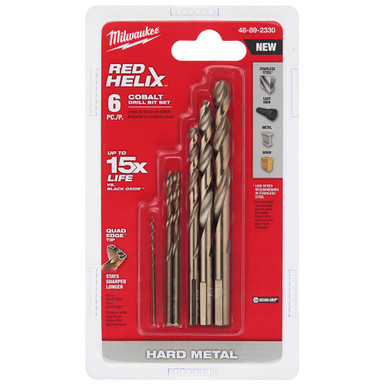 48-89-2330 Cobalt Red Helix Drill Bit Set 6 pc | Milwaukee