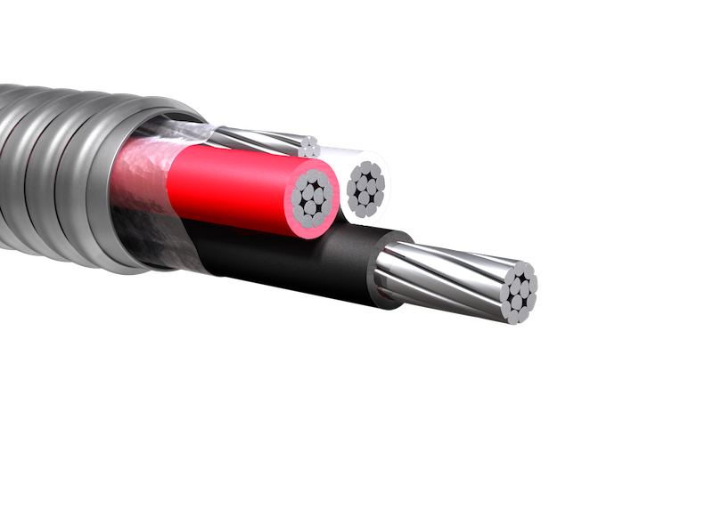 500-4C Aluminum XHHW-2 Armored Cable w/Ground | By the Foot