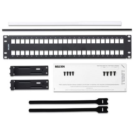 Belden AX103115 KeyConnect Patch Panel, 48-port, 2U, Black (Empty)
