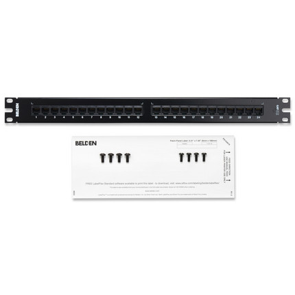 Belden AX103260 CAT5E HD-BIX Patch Panel, 24-port, 1U, Black