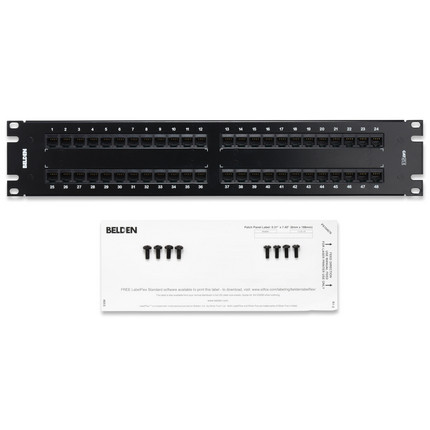 Belden AX103261 CAT5E HD-BIX Patch Panel, 48-port, 2U, Black