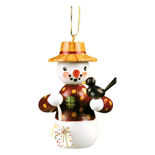 Snowman with Bird Linen Ornament