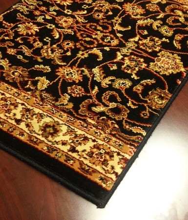 World WO01 Black Traditional Carpet Stair Runner - Payless Rugs