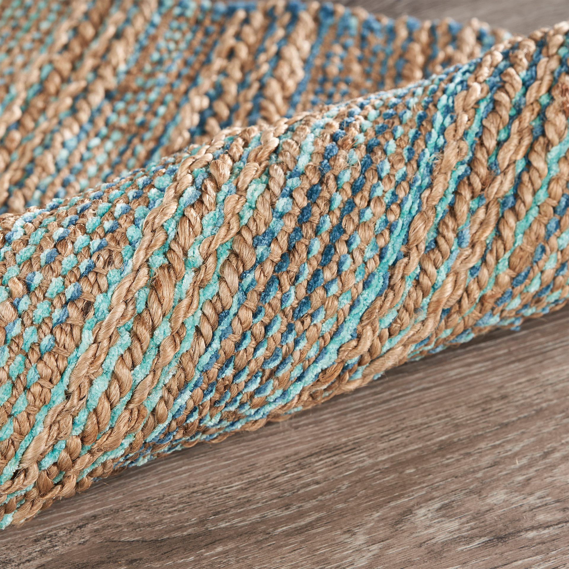 LR Home Natural Fiber 03314 Tan Teal Gray Rug - Payless Rugs