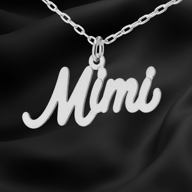 Sterling Silver 925 Mimi Cursive Word Name Charm Pendant