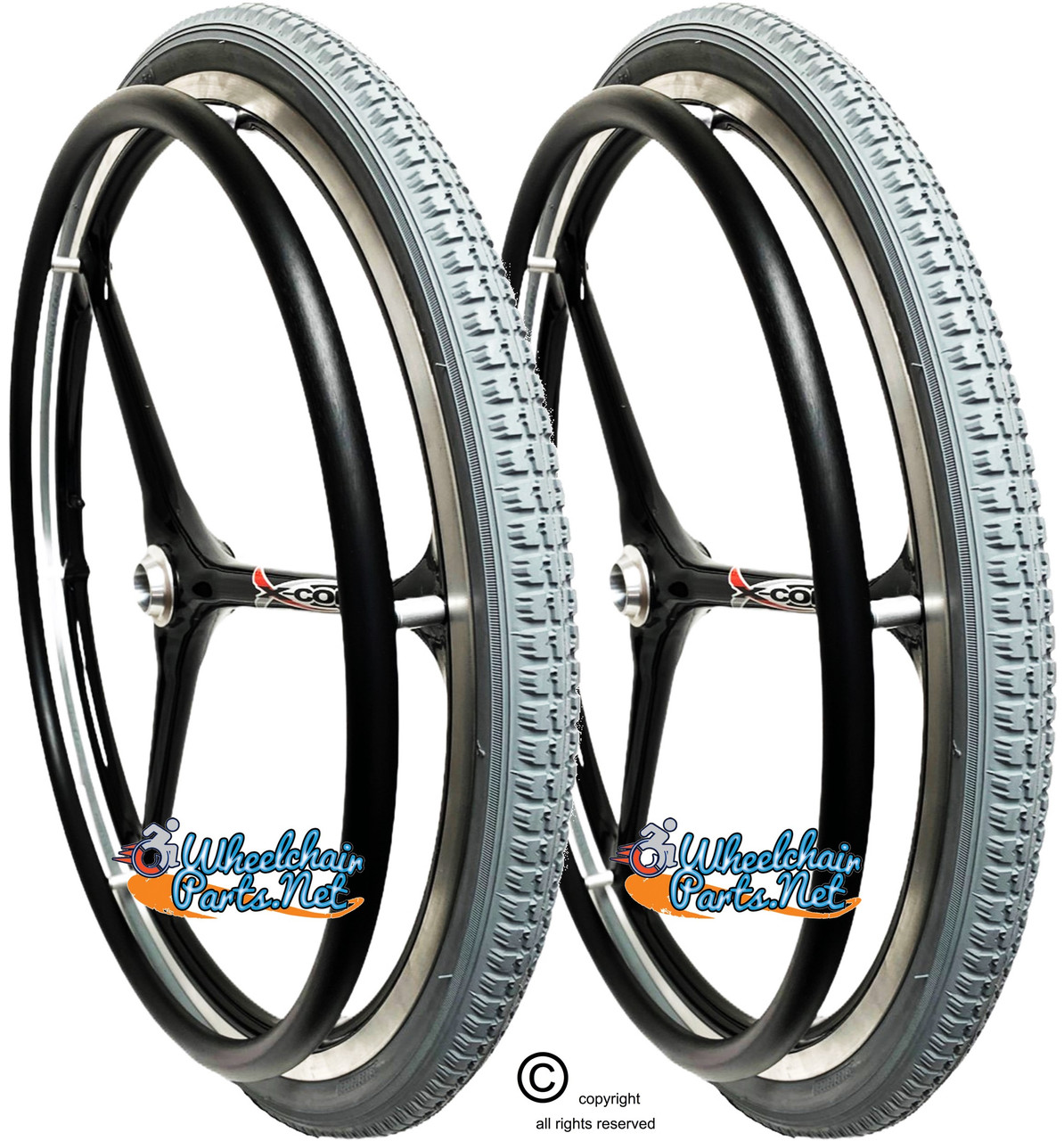 SET of X-CORE 24" (540m) 3 Spoke Wheel With GREY Primo Orion Tires ...