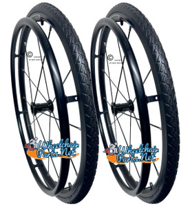 24" x 1" Sentinel 12 Spoke Wheel With SHOX G2 Solid Tires. Set of 2 ...