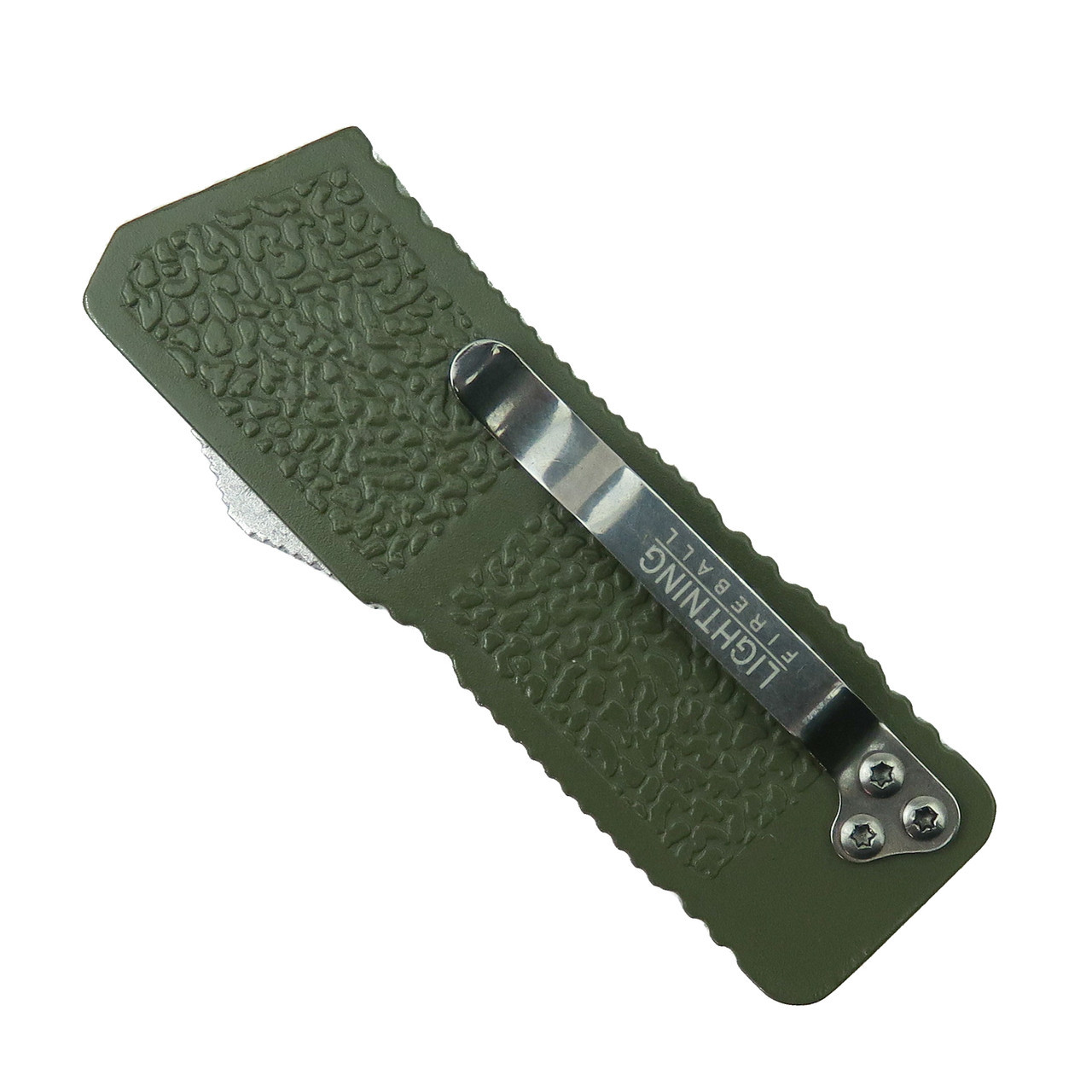Green Knife With Satin Tanto Blade Lightning Otf Knife