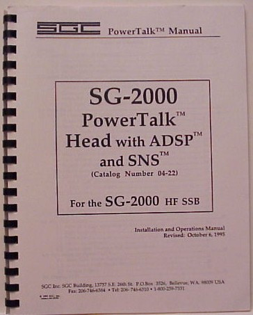 SGC SG-2000 Power Talk Head Manual Reproduction - Nationwide Radio & Eq ...