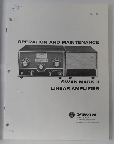 Swan Mark II HF Amplifier Operation Manual Copy