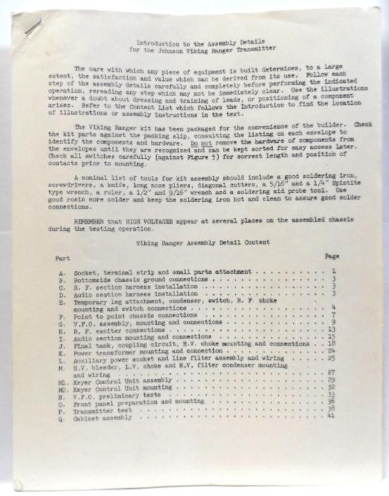EF Johnson Viking Ranger Original Assembly Detail Manual Supplement for ...