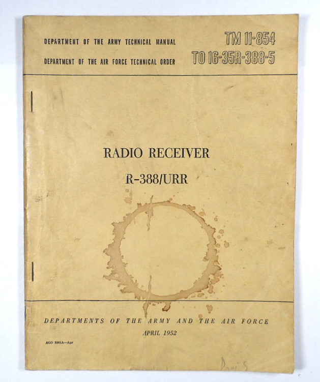 Collins R-388 / URR 51J-3 Receiver Original Dept of the Army Technical ...