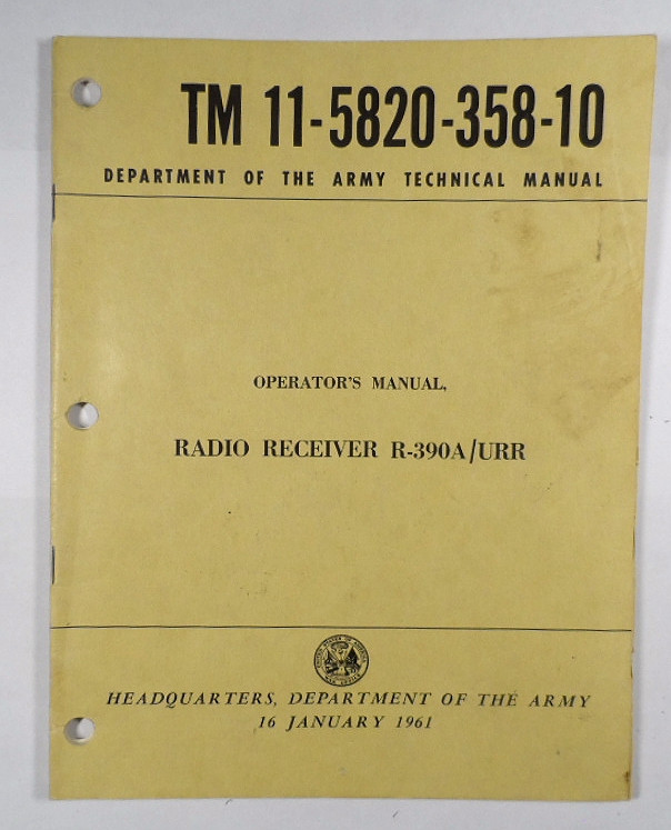 Collins R-390A /URR Receiver Original Dept of the Army Technical ...