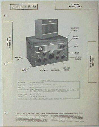 Collins 75A-1 ORIGINAL Sams Photofact Service Folder & Alignment ...