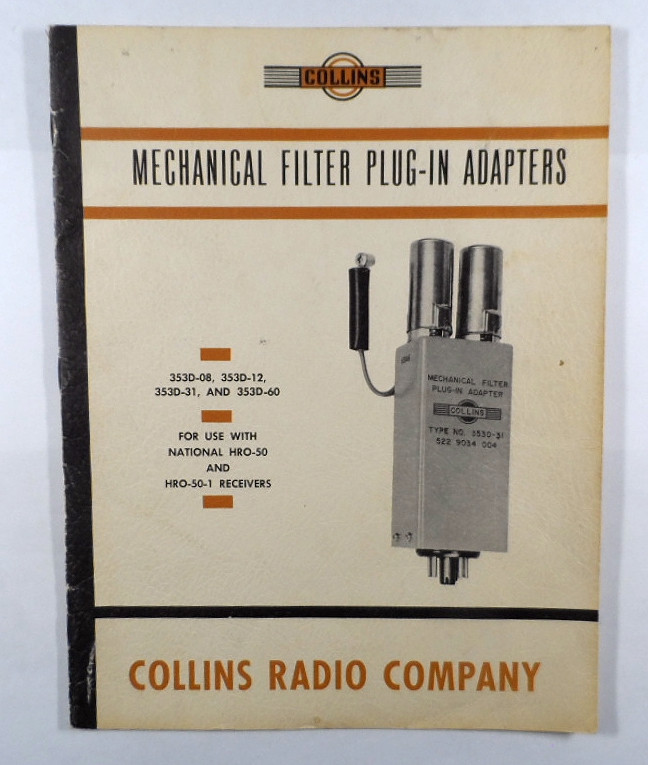 Collins Original Mechanical Filter Plug-In Adapters 353D-8, 353D-12 ...