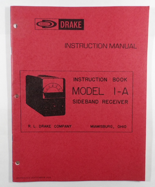 RL Drake 1-A Receiver Original Instruction Manual in As New Condition #1