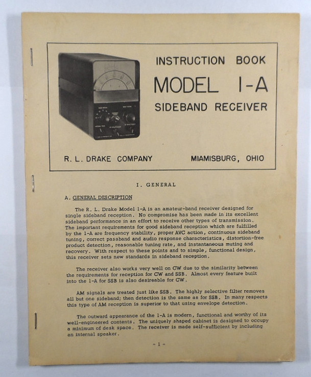 RL Drake 1-A Receiver Original Instruction Manual in Excellent Condition #3