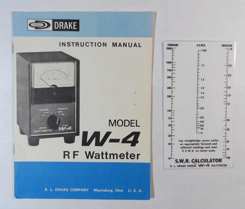 RL Drake W-4 Watt Meter Original Instruction Manual & SWR Calculator ...