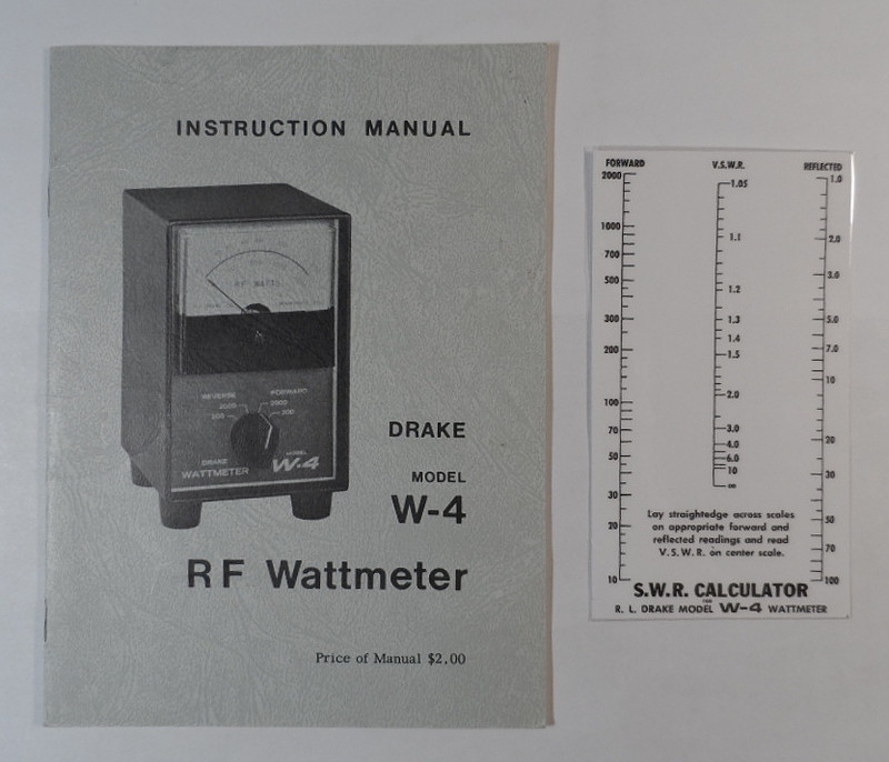 RL Drake W-4 Watt Meter Original Instruction Manual & SWR Calculator ...