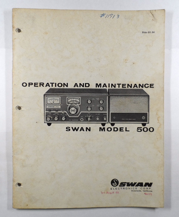 Swan 500 HF Transceiver Original Operation & Maintenance Manual #2
