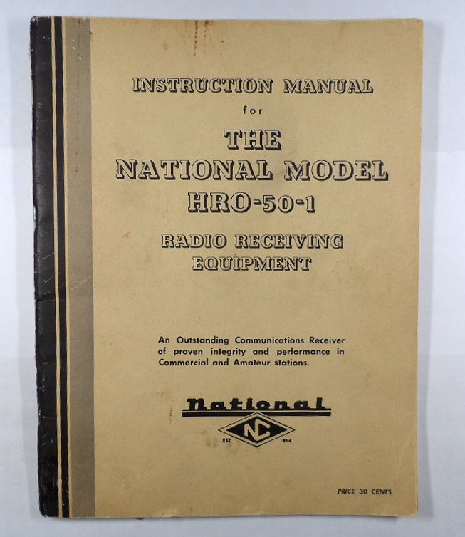 National HRO-50-1 Original Instruction & Service Manual #2