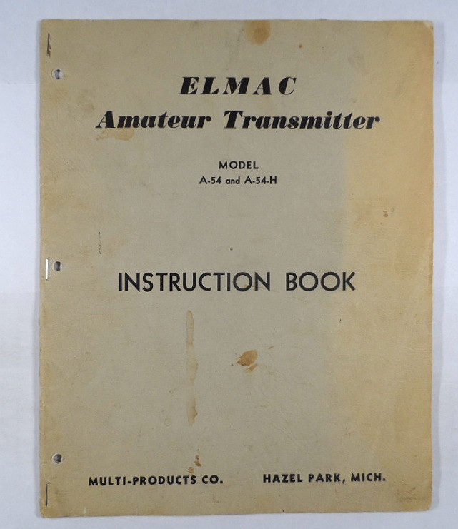 Multi-Elmac Model A-54 & A-54-H Transmitter Instruction Manual #1