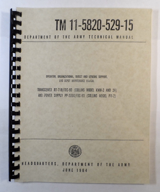 Collins KWM-2 / KWM-2A / PM-2 Dept of The Army Technical Manual TM 11 ...