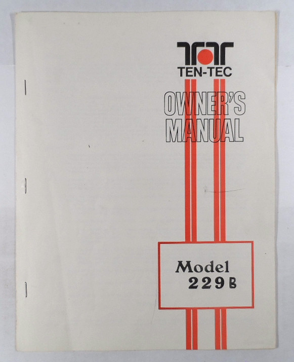 Ten-Tec Model 229 B, 2KW Antenna Tuner Original Owner's Manual