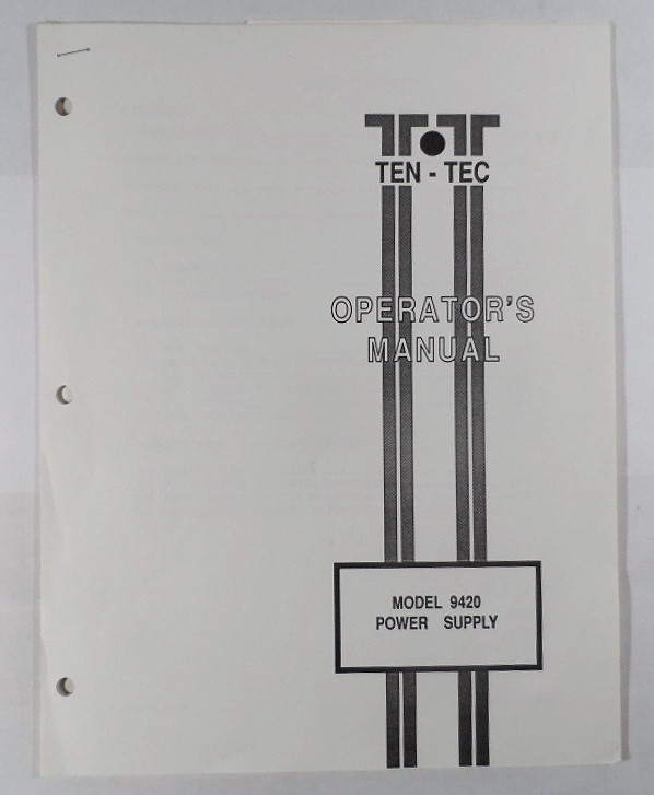 Ten-Tec Model 9420 Power Supply for the Hercules 420 Amplifier Owner's ...